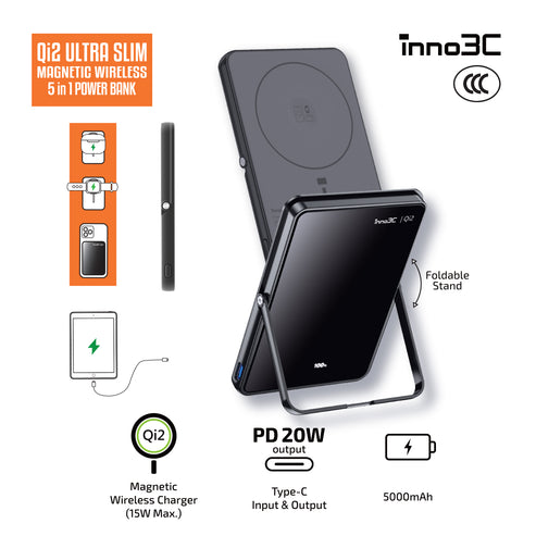 inno3C [ CCC 3C CE ] Qi2 Ultra Slim Magnetic Wireless Power Bank with